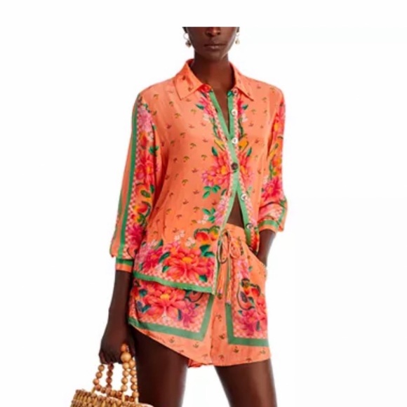 FARM Rio | Tops | Farm Rio Silk Blouse | Poshmark